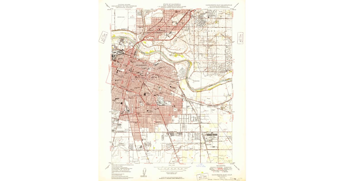 1949 Map of Sacramento East, Sacramento County, CA — High-Res, 1949 ...