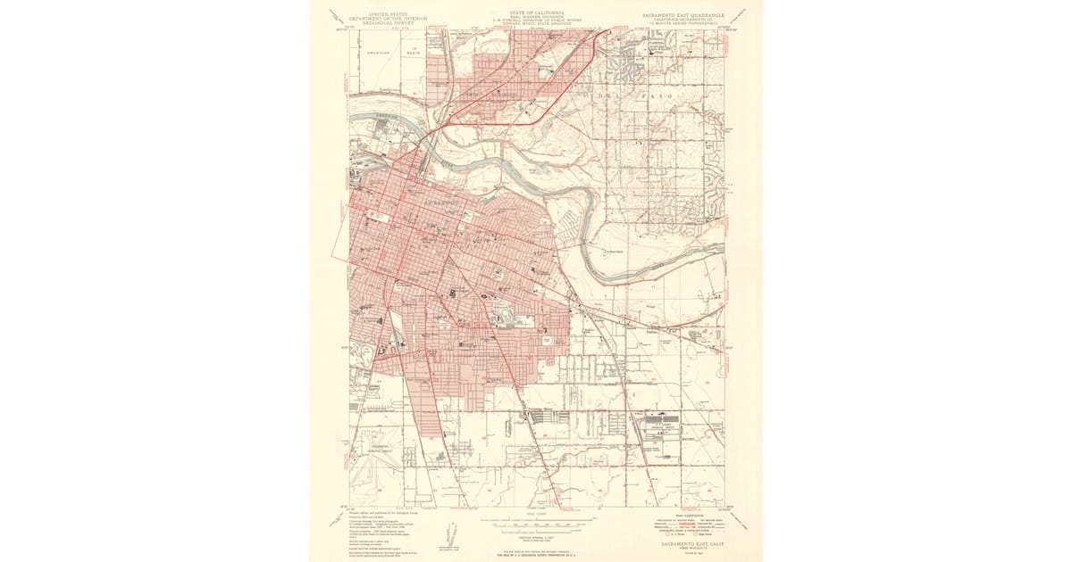 1949 Map of Sacramento East, Sacramento County, CA — High-Res | Pastmaps