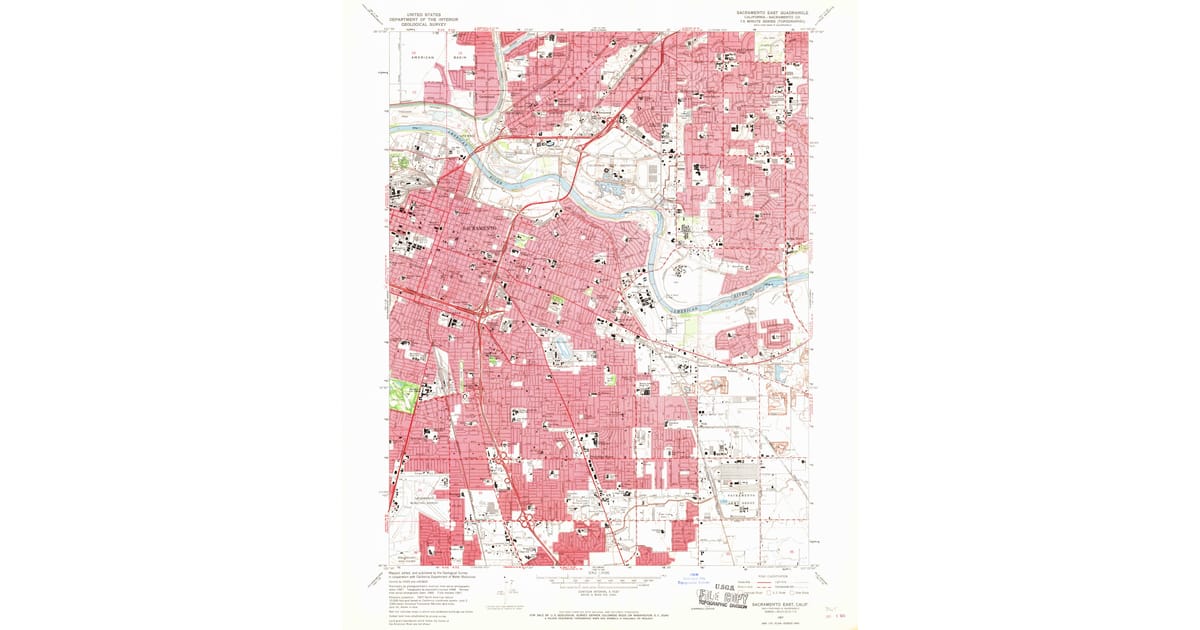 1967 Map of Sacramento East, Sacramento County, CA — High-Res | Pastmaps