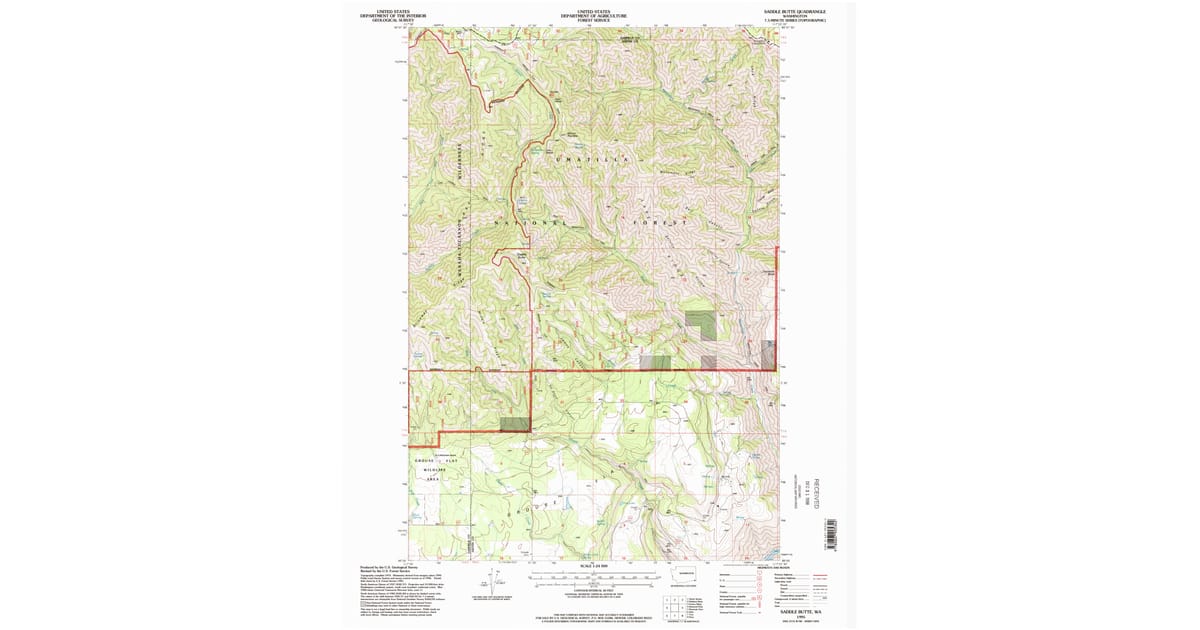 1995 Map of Saddle Butte, Asotin County, WA — High-Res | Pastmaps