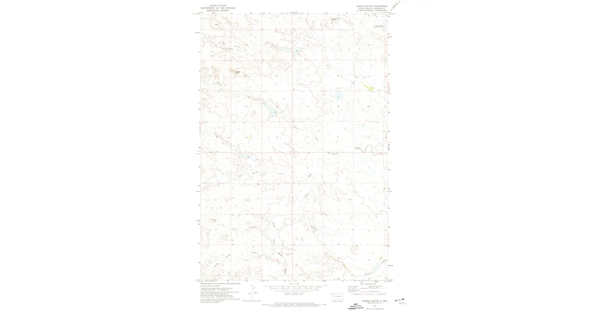 1971 Map of Saddle Butte, Harding County, SD — High-Res | Pastmaps