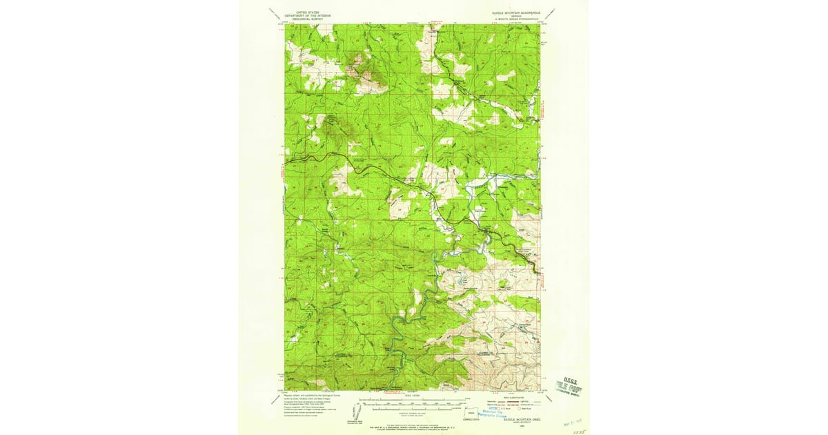 1955 Map of Saddle Mountain, Clatsop County, OR — High-Res | Pastmaps