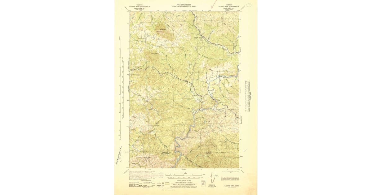 1943 Map of Saddle Mtn., Clatsop County, OR — High-Res | Pastmaps