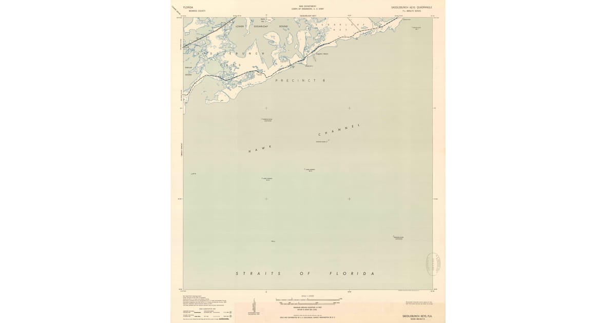 1943 Map of Saddlebunch Keys, Monroe County, FL — High-Res | Pastmaps