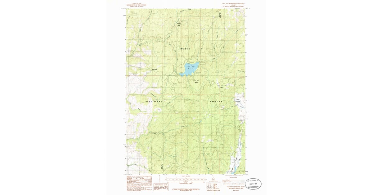 1985 Map of Sage Hen Reservoir, Gem County, ID — High-Res | Pastmaps