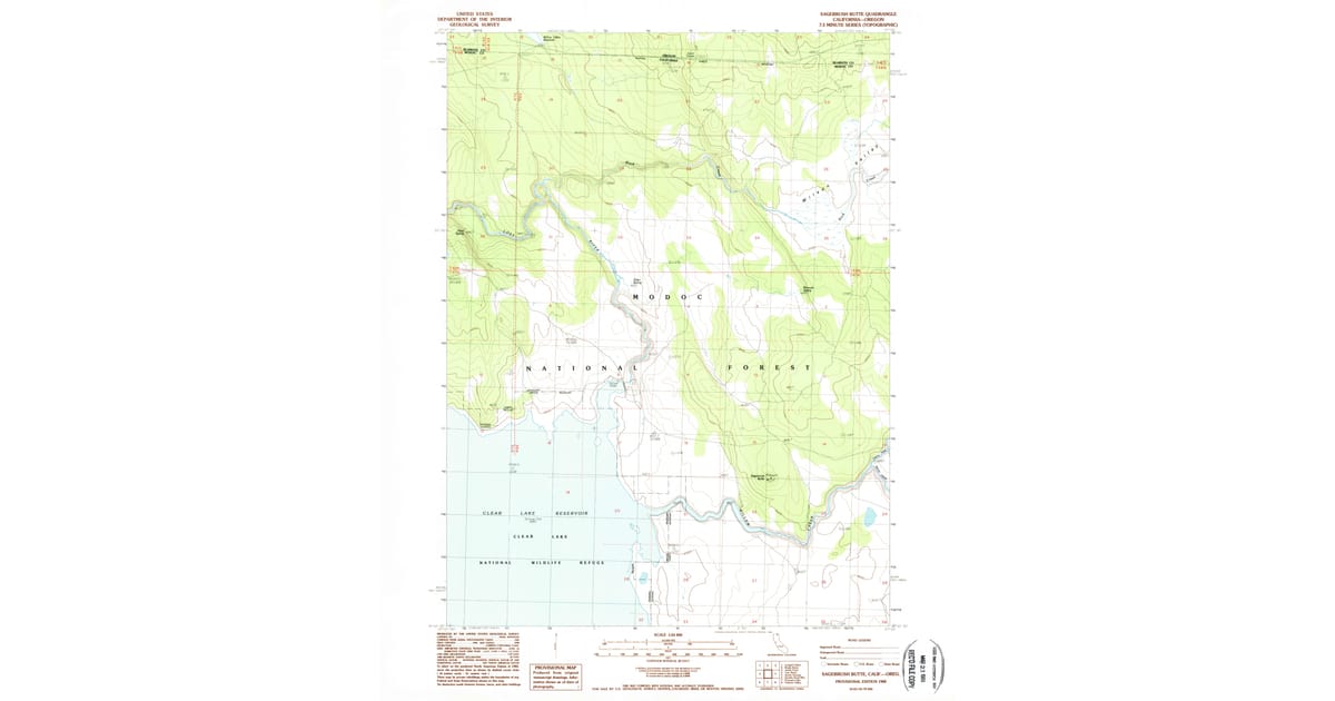 1988 Map of Sagebrush Butte, Modoc County, CA — High-Res | Pastmaps