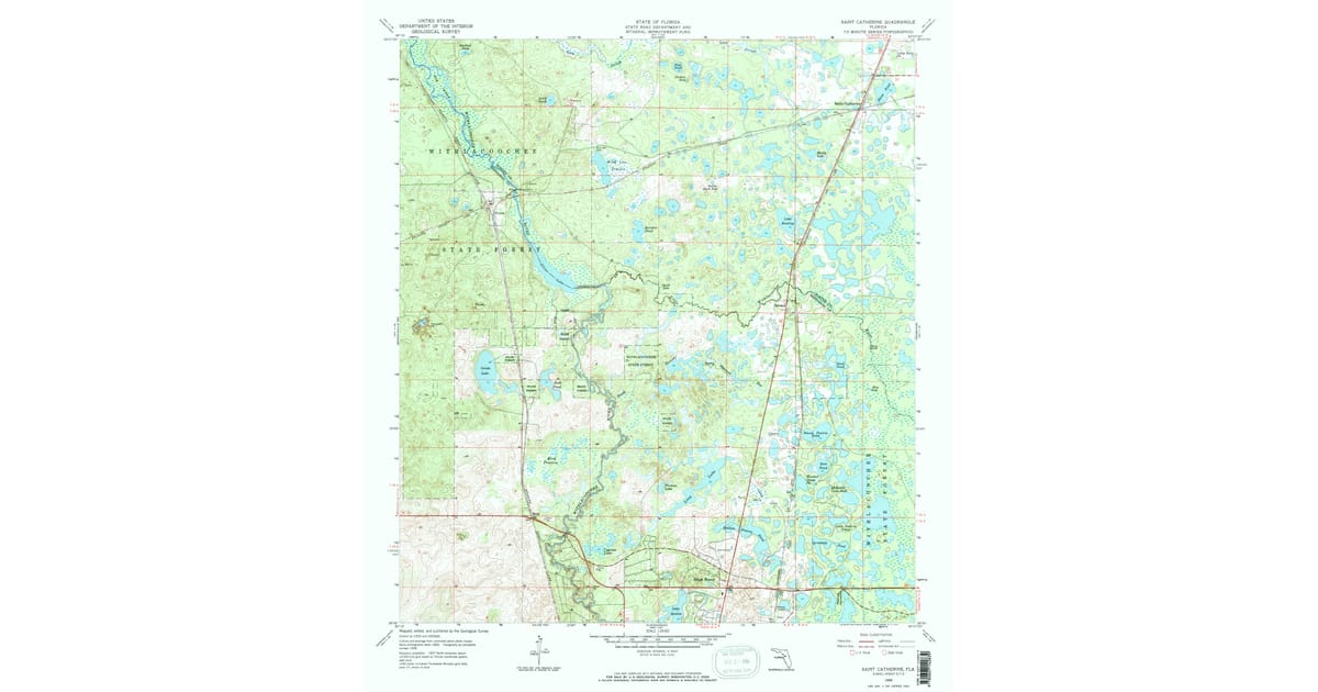 1958 Map of Saint Catherine, Hernando County, FL — High-Res, 1970 Print ...