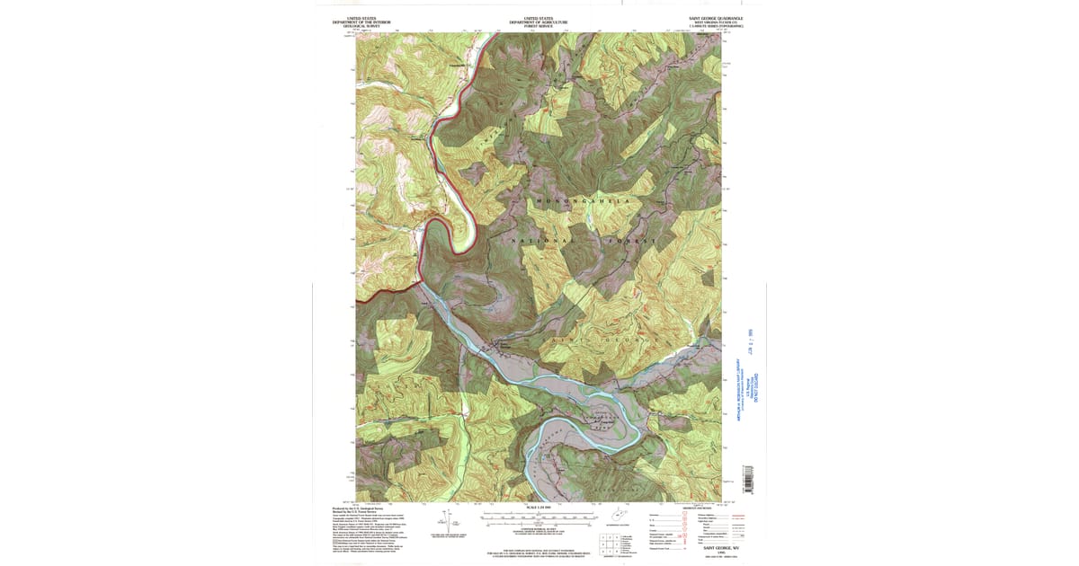 1995 Map of Saint George, Tucker County, WV — High-Res | Pastmaps