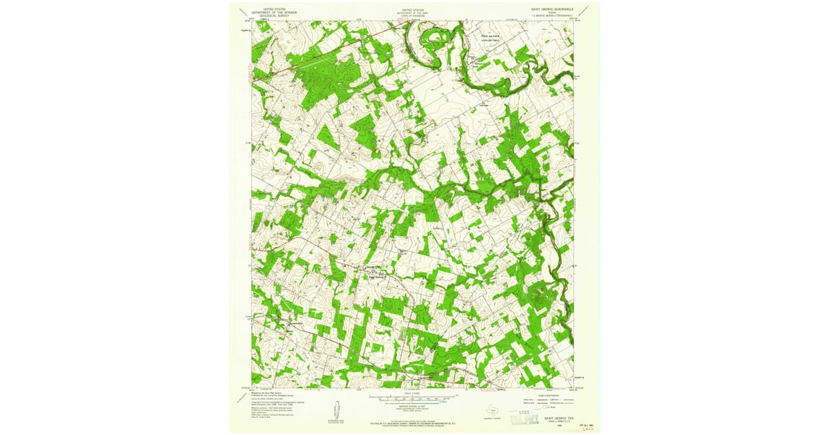 1958 Map of Saint Hedwig, Bexar County, TX — High-Res | Pastmaps