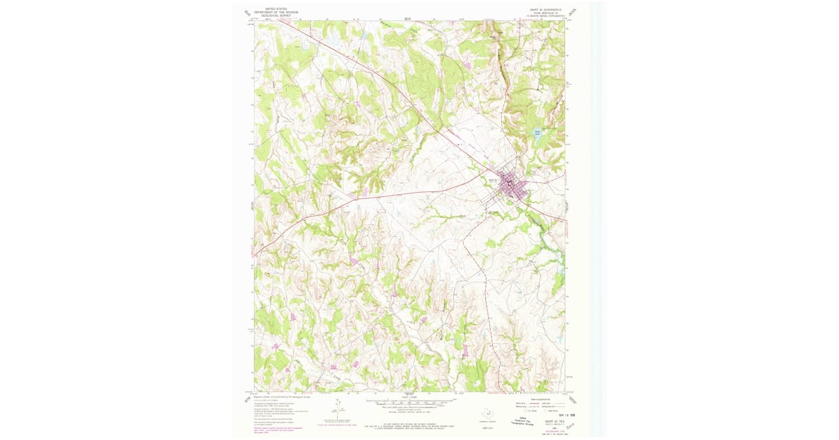 1961 Map of Saint Jo, Montague County, TX — High-Res, 1978 Print | Pastmaps