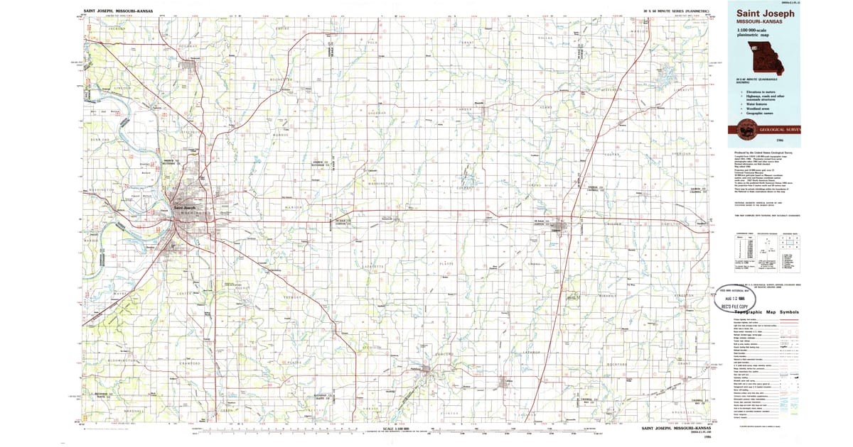 1986 Map of Saint Joseph, Buchanan County, MO — High-Res | Pastmaps