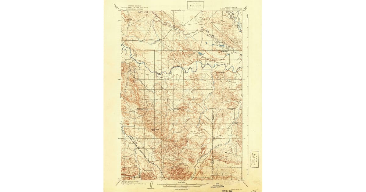 1905 Map of Saint Onge, Butte County, SD — High-Res, 1941 Print | Pastmaps