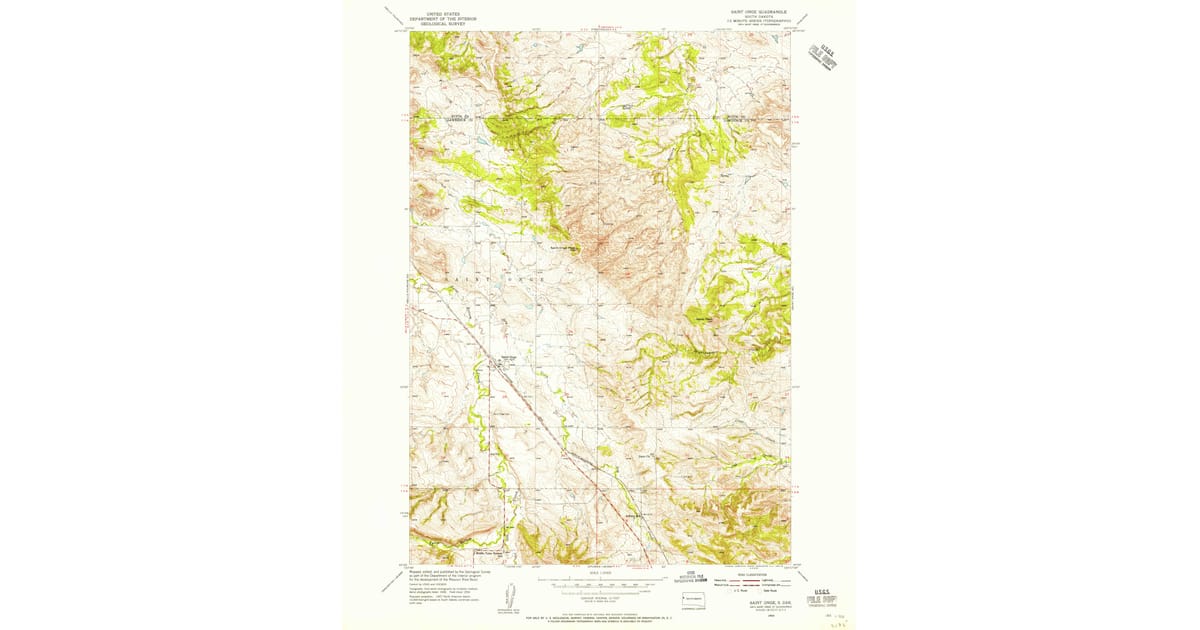 1954 Map of Saint Onge, Lawrence County, SD — High-Res | Pastmaps