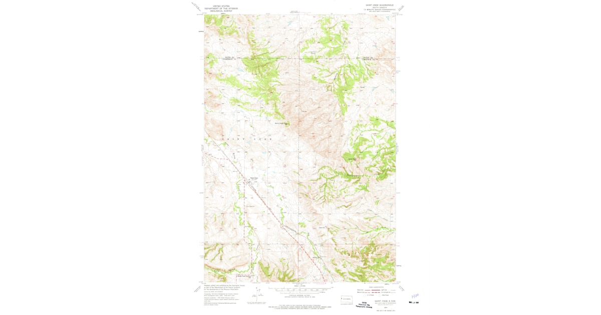 1954 Map of Saint Onge, Lawrence County, SD — High-Res, 1976 Print ...