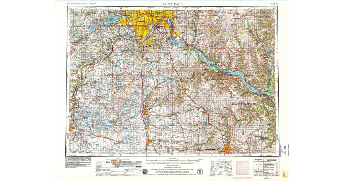 1953 Map of Saint Paul, Ramsey County, MN — High-Res, 1979 Print #2 ...
