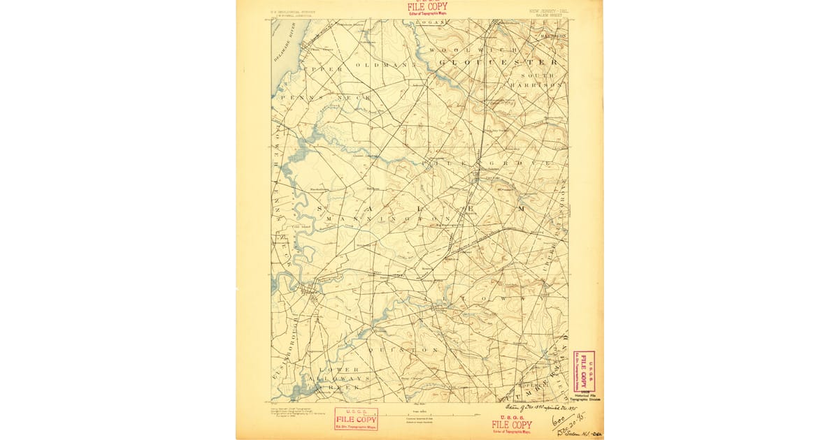 1890 Map of Salem, NJ — High-Res, 1895 Print | Pastmaps