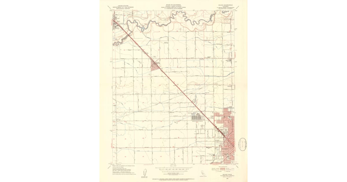1953 Map of Salida, CA — High-Res, 1954 Print #2 | Pastmaps