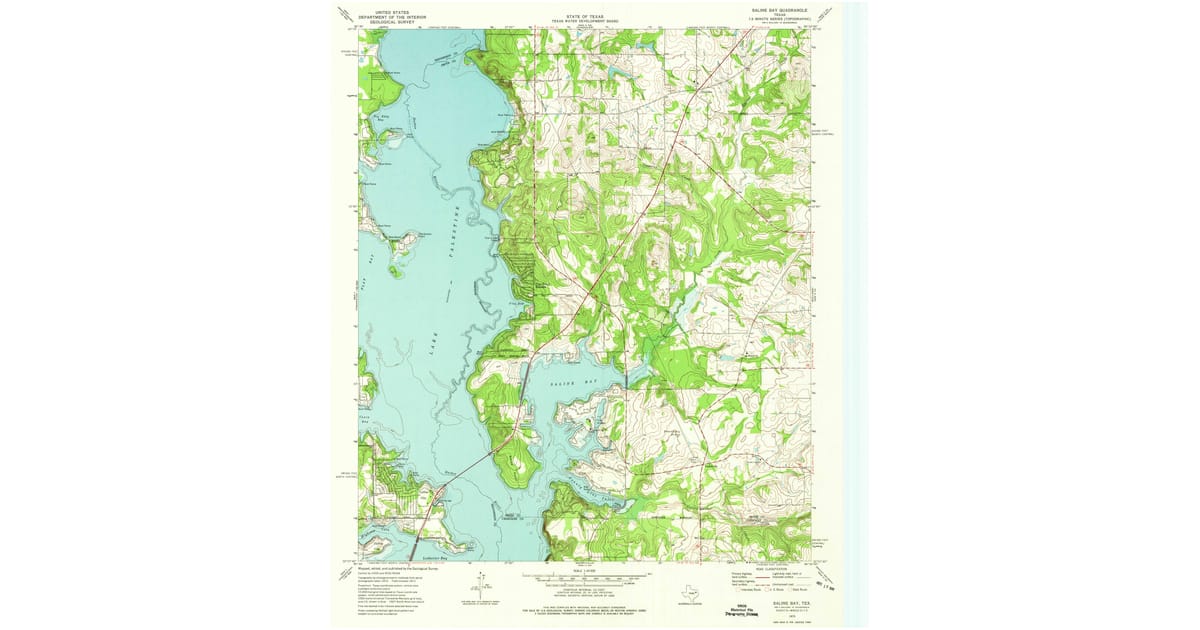 1973 Map of Saline Bay, Smith County, TX — High-Res | Pastmaps