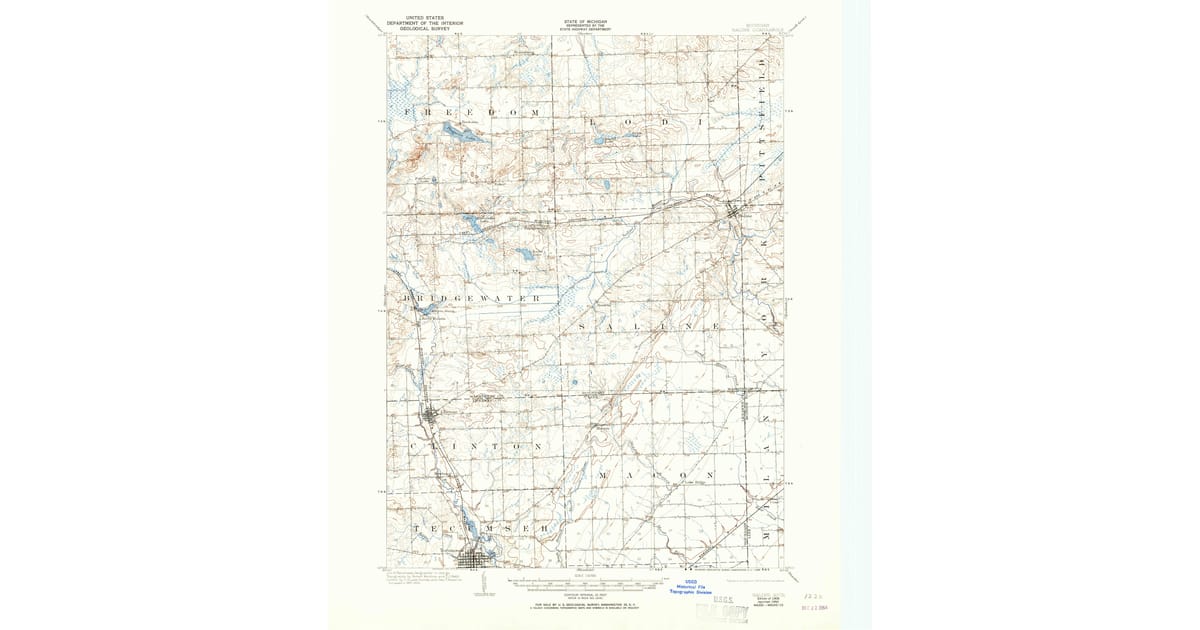 1906 Map of Saline, MI — High-Res, 1965 Print | Pastmaps