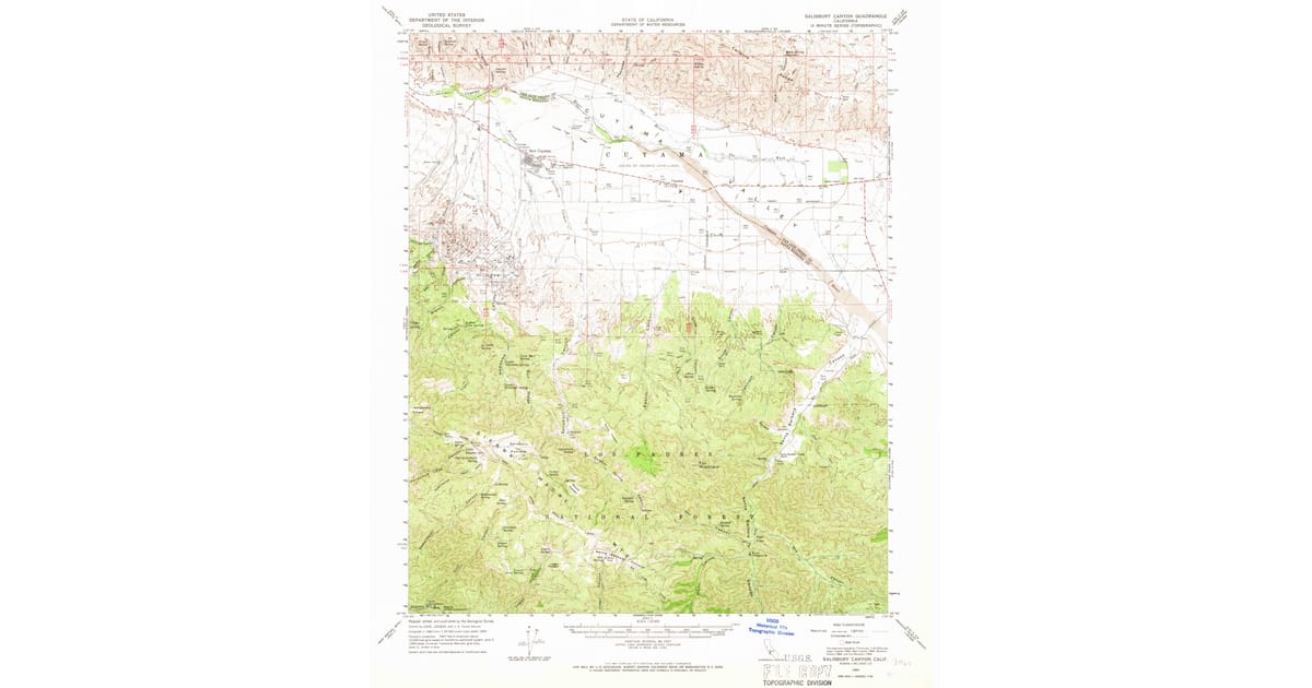 1964 Map of Salisbury Canyon, Santa Barbara County, CA — High-Res ...