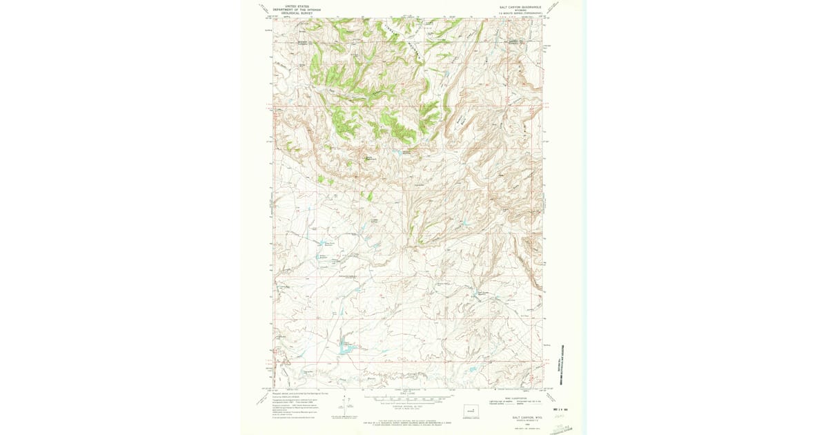 1968 Map of Salt Canyon, Natrona County, WY — High-Res | Pastmaps
