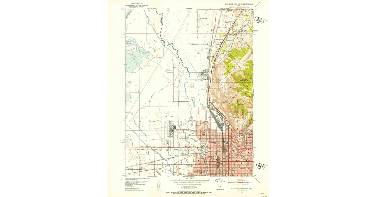1951 Map of Salt Lake City North, Salt Lake County, UT — High-Res ...