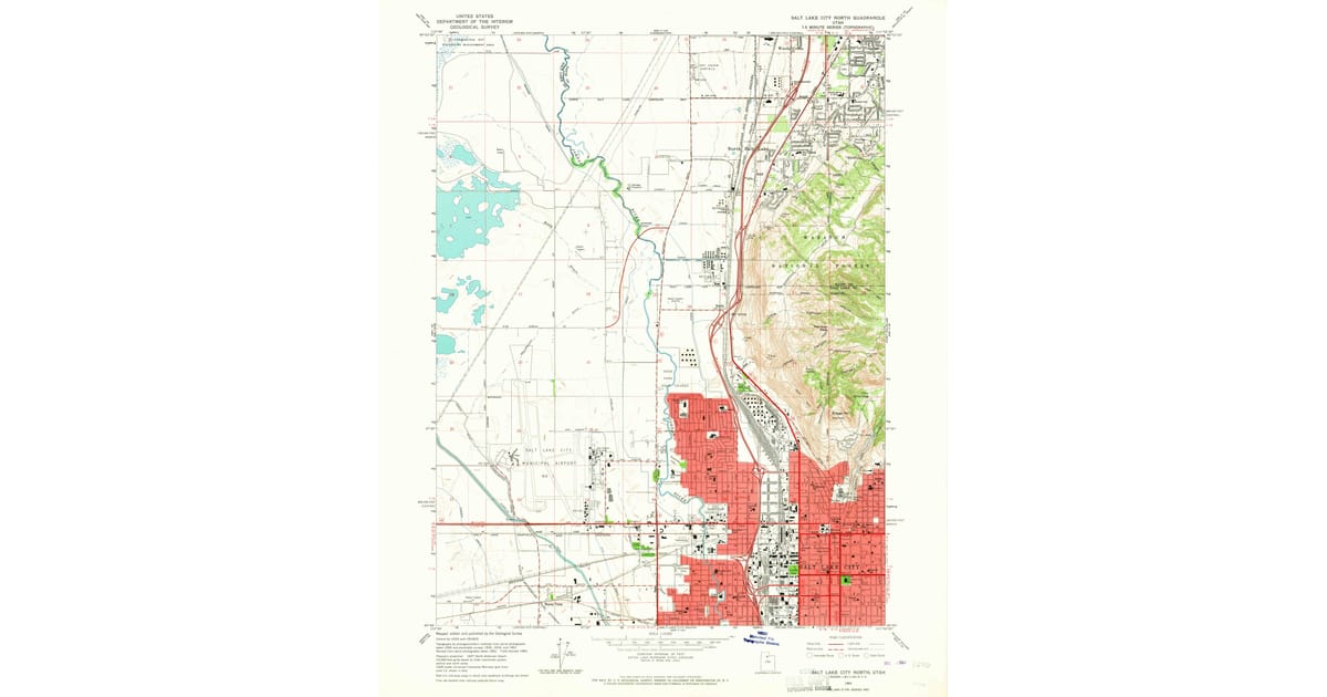 1963 Map of Salt Lake City North, Salt Lake County, UT — High-Res ...