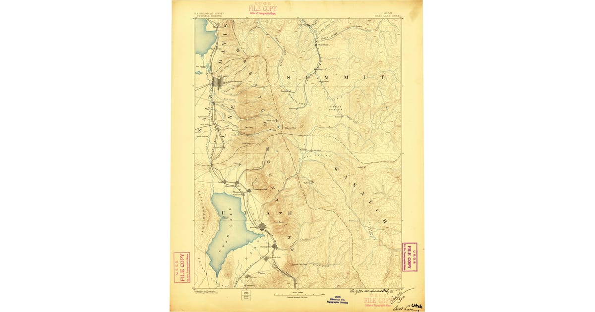 1885 Map of Salt Lake, Utah County, UT — High-Res, 1896 Print | Pastmaps