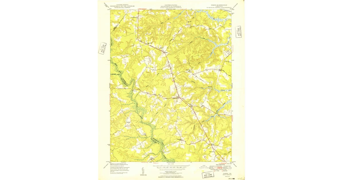 1949 Map of Samos, Middlesex County, VA — High-Res | Pastmaps