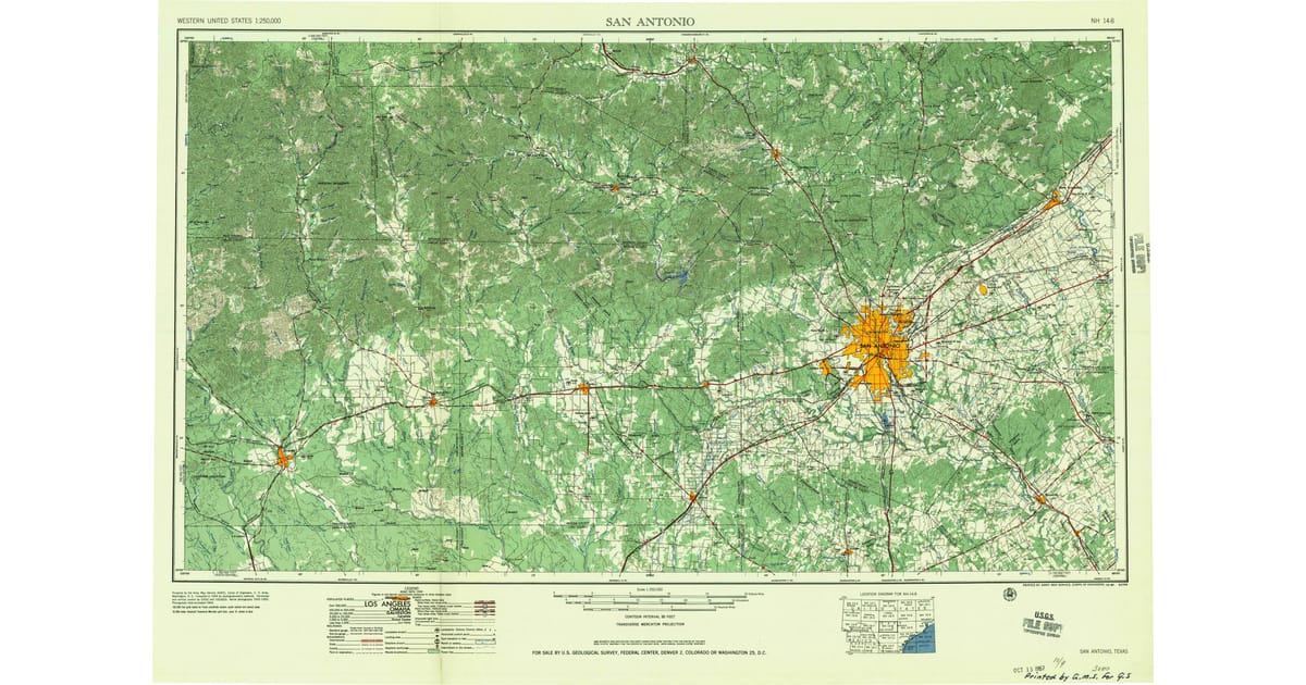 1957 Map of San Antonio, TX — High-Res | Pastmaps