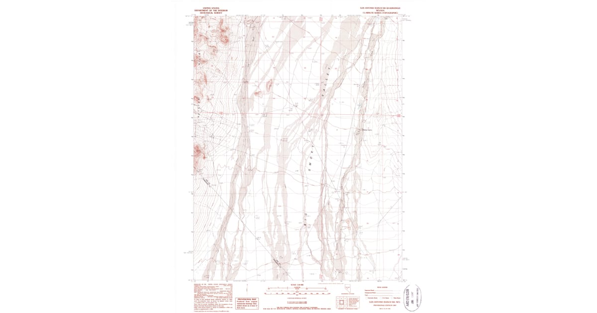 1987 Map of San Antonio Ranch SW, Nye County, NV — High-Res | Pastmaps