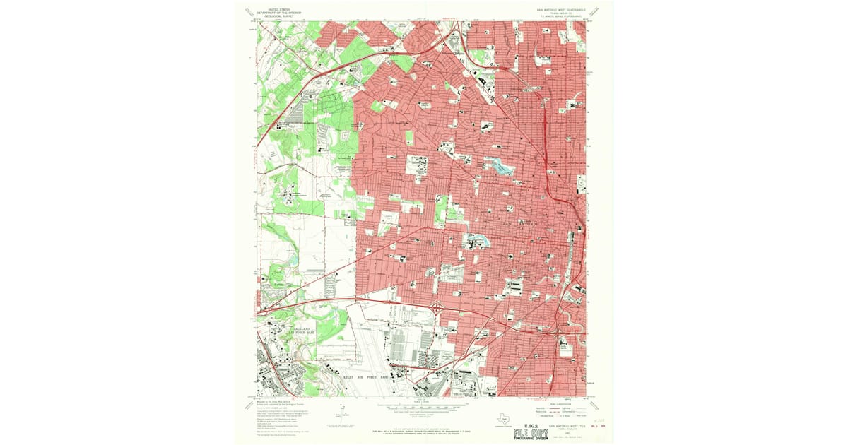 1967 Map of San Antonio West, Bexar County, TX — High-Res | Pastmaps