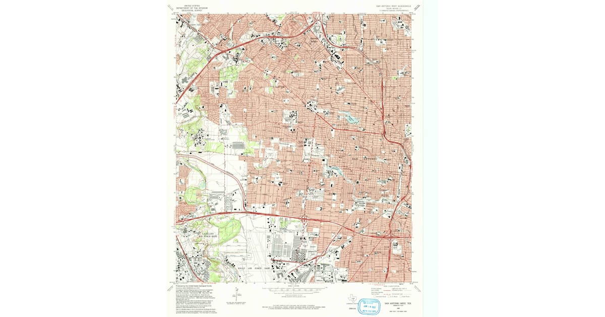 1993 Map of San Antonio West, Bexar County, TX — High-Res | Pastmaps