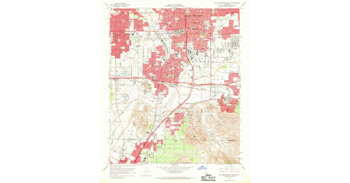 1967 Map of San Bernardino South, San Bernardino County, CA — High-Res ...