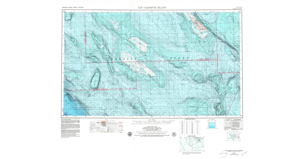1957 Map of San Clemente Island, Los Angeles County, CA — High-Res ...