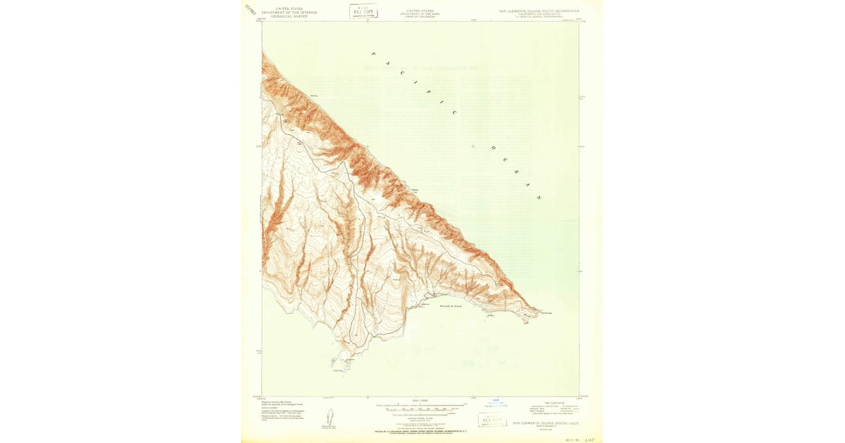 1950 Map of San Clemente Island South, Los Angeles County, CA — High ...