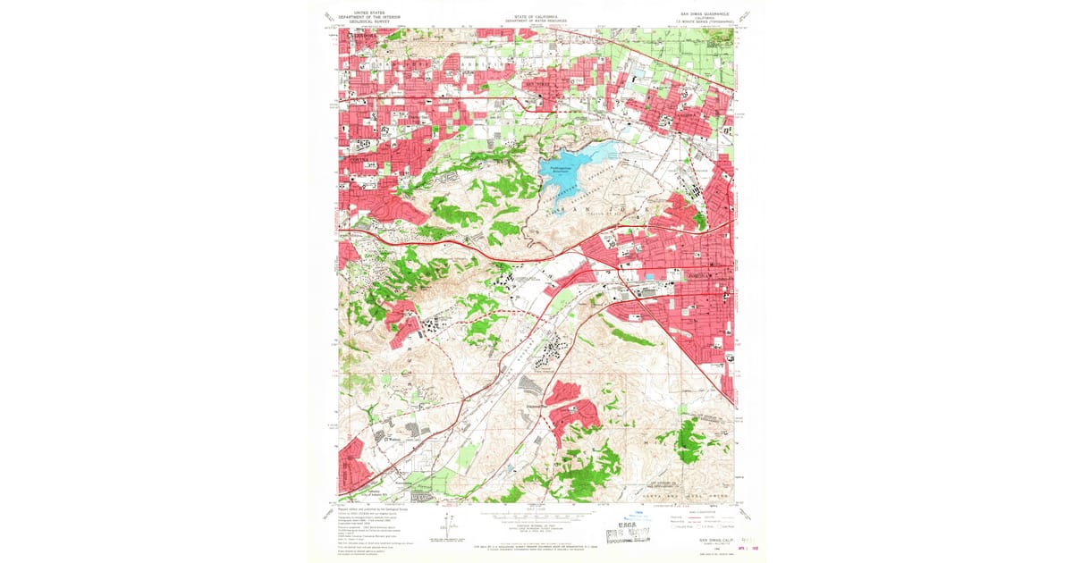 1966 Map of San Dimas, CA — High-Res | Pastmaps