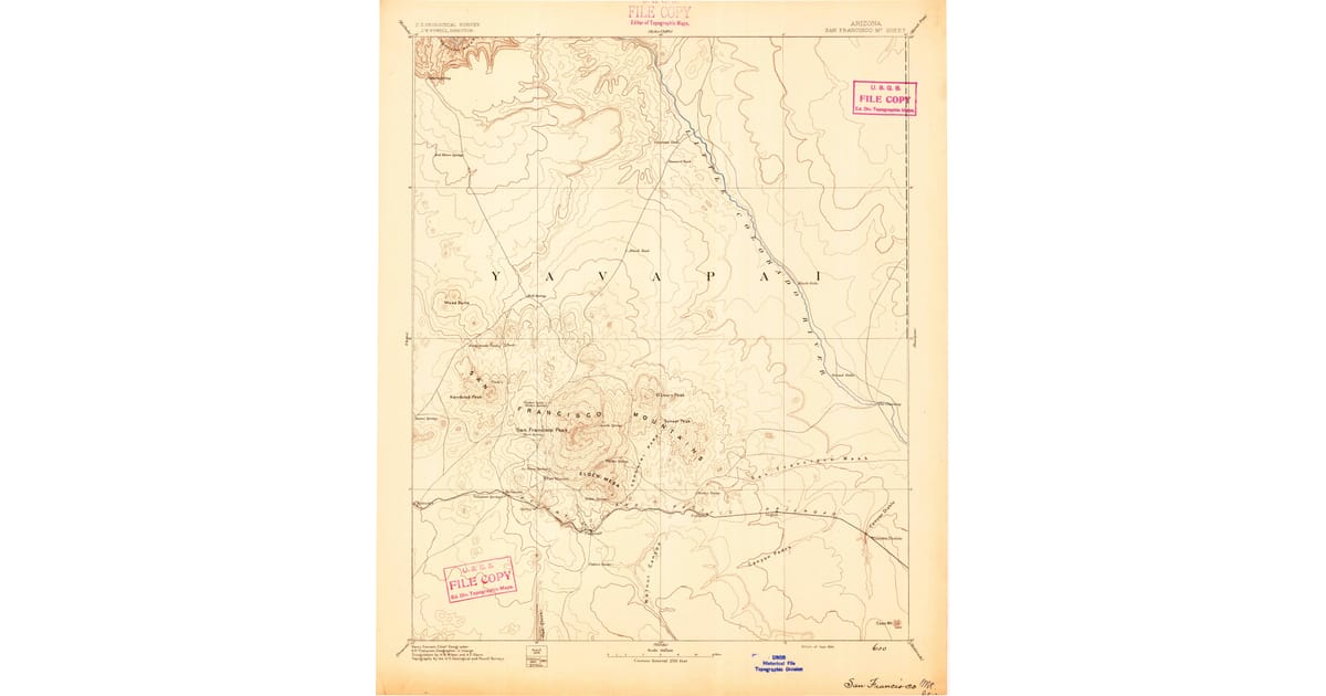 1894 Map of San Francisco Mtns, Coconino County, AZ — High-Res | Pastmaps