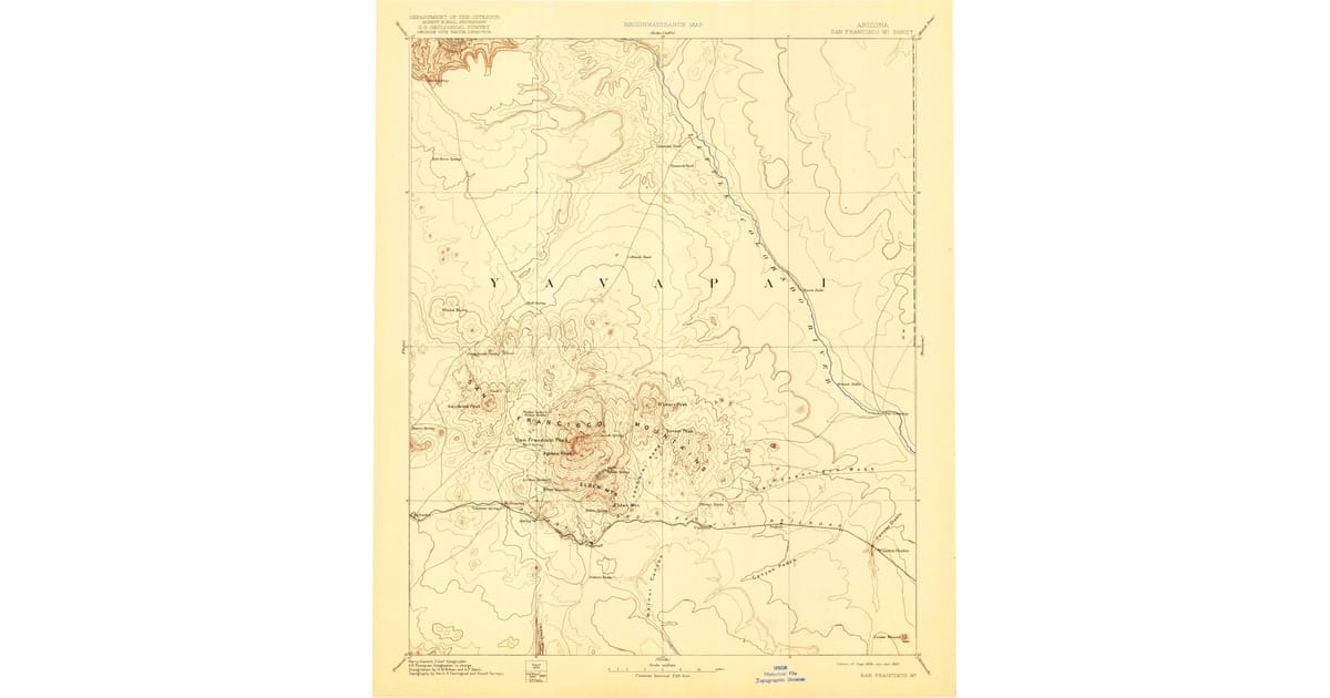 1899 Map of San Francisco Mtns, Coconino County, AZ — High-Res | Pastmaps