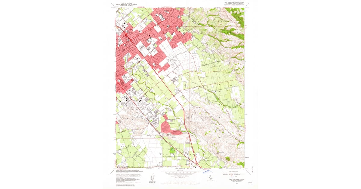 1961 Map of San Jose East, Santa Clara County, CA — High-Res | Pastmaps