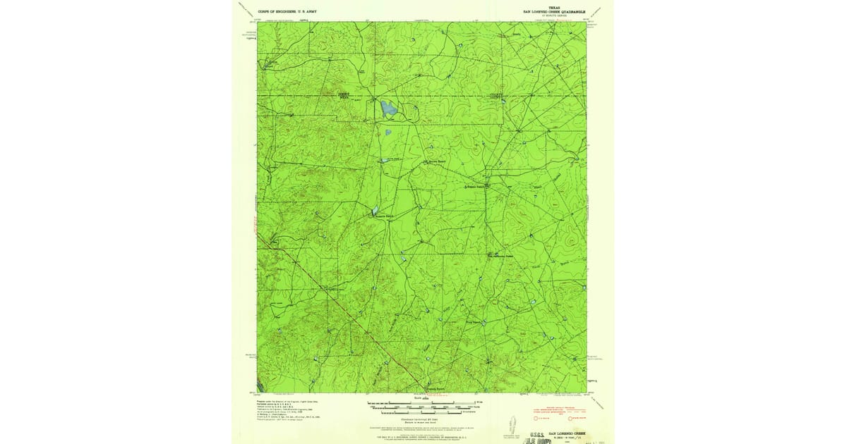 1940 Map of San Loranzo Creek, Webb County, TX — High-Res | Pastmaps