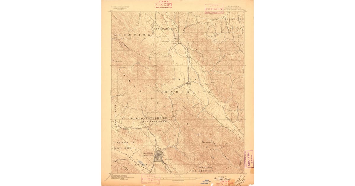 1897 Map of San Luis Obispo, CA — High-Res | Pastmaps