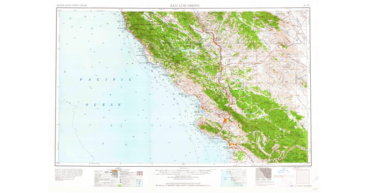 1958 Map of San Luis Obispo, CA — High-Res | Pastmaps