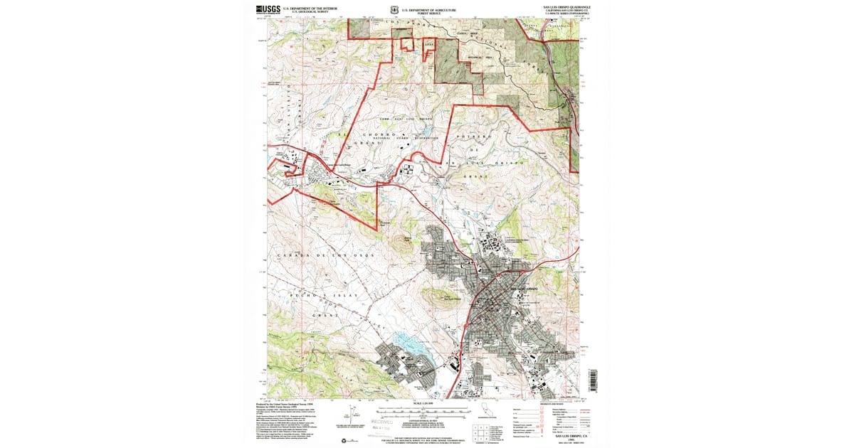 1995 Map of San Luis Obispo, CA — High-Res | Pastmaps