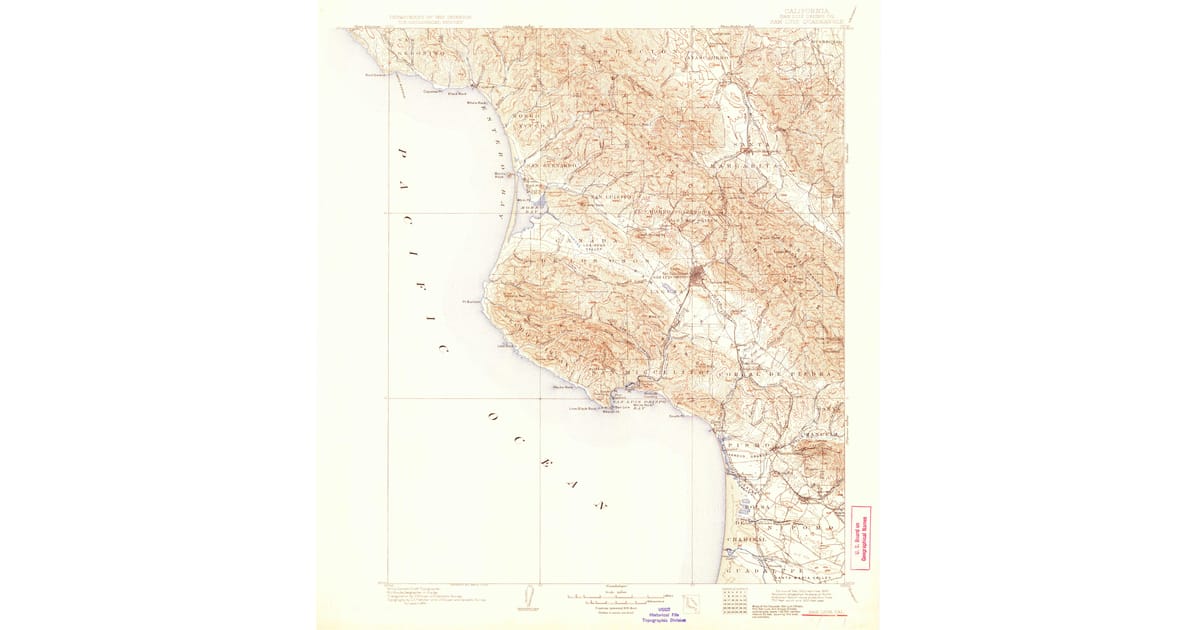 1900 Map of San Luis, San Luis Obispo County, CA — High-Res, 1930 Print ...
