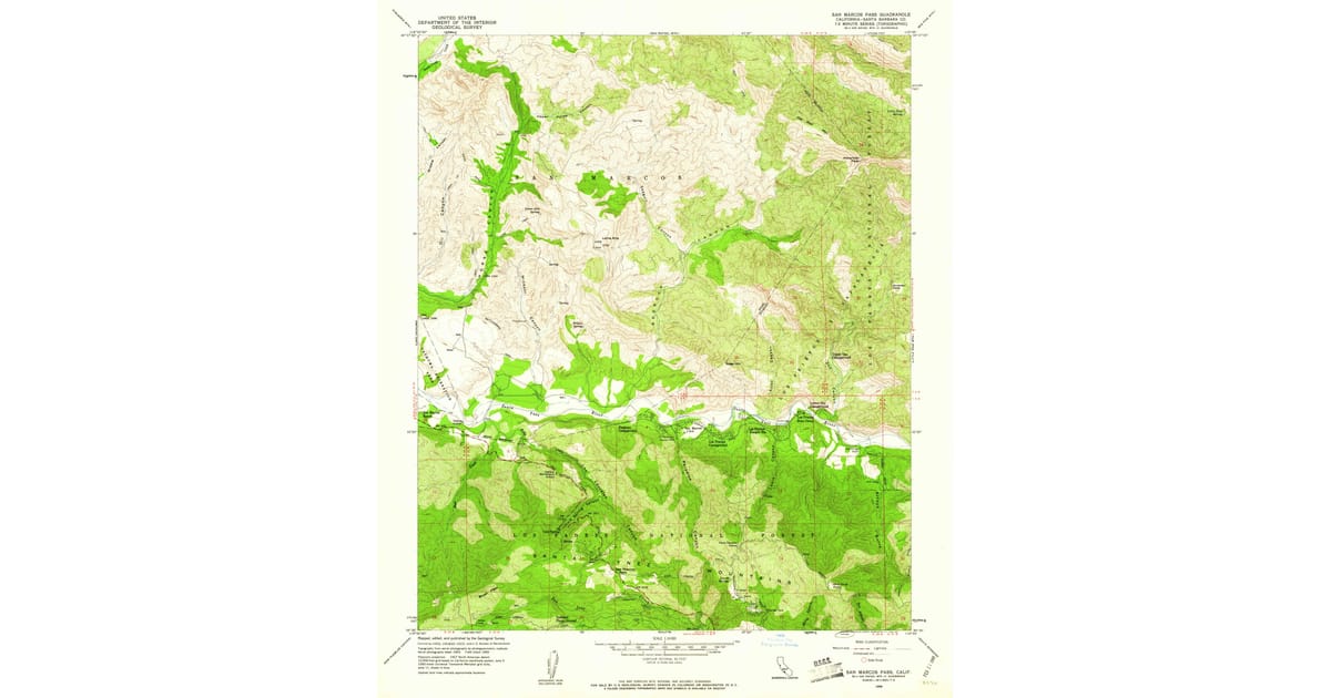 1959 Map of San Marcos Pass, Santa Barbara County, CA — High-Res | Pastmaps