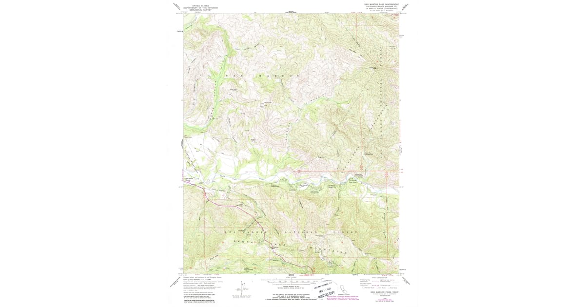 1959 Map of San Marcos Pass, Santa Barbara County, CA — High-Res, 1988 ...