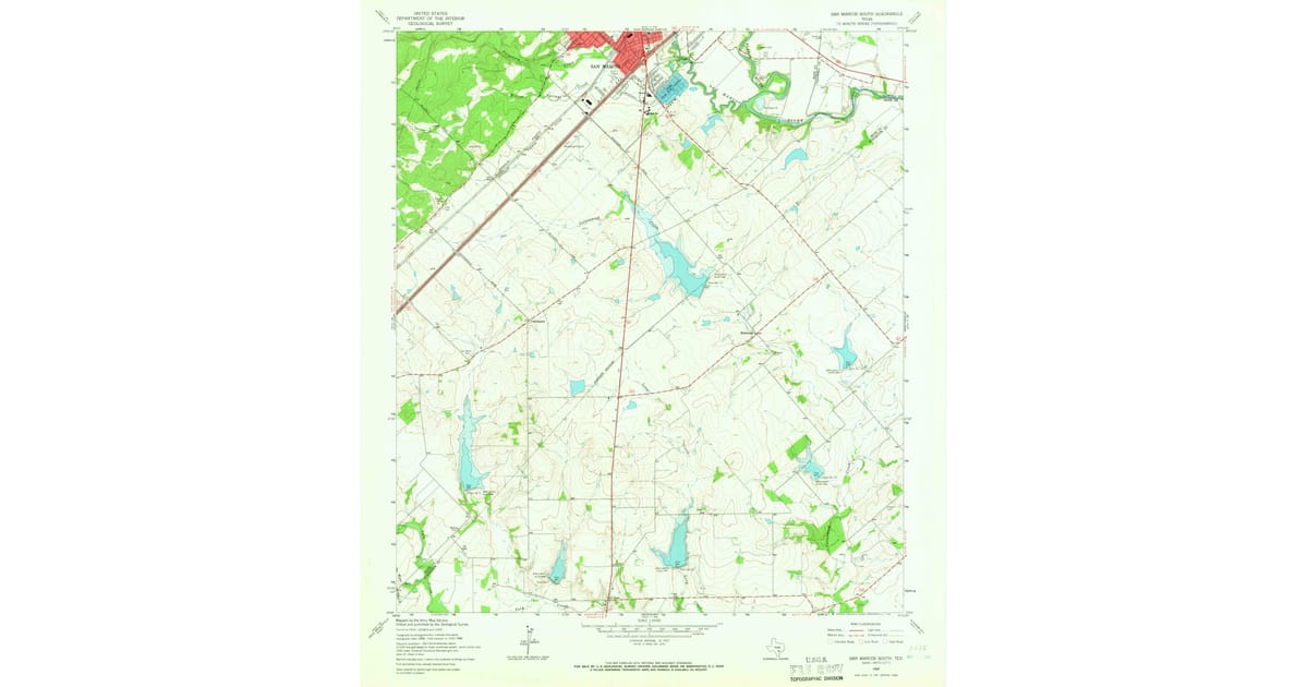 1964 Map of San Marcos South, Guadalupe County, TX — High-Res | Pastmaps
