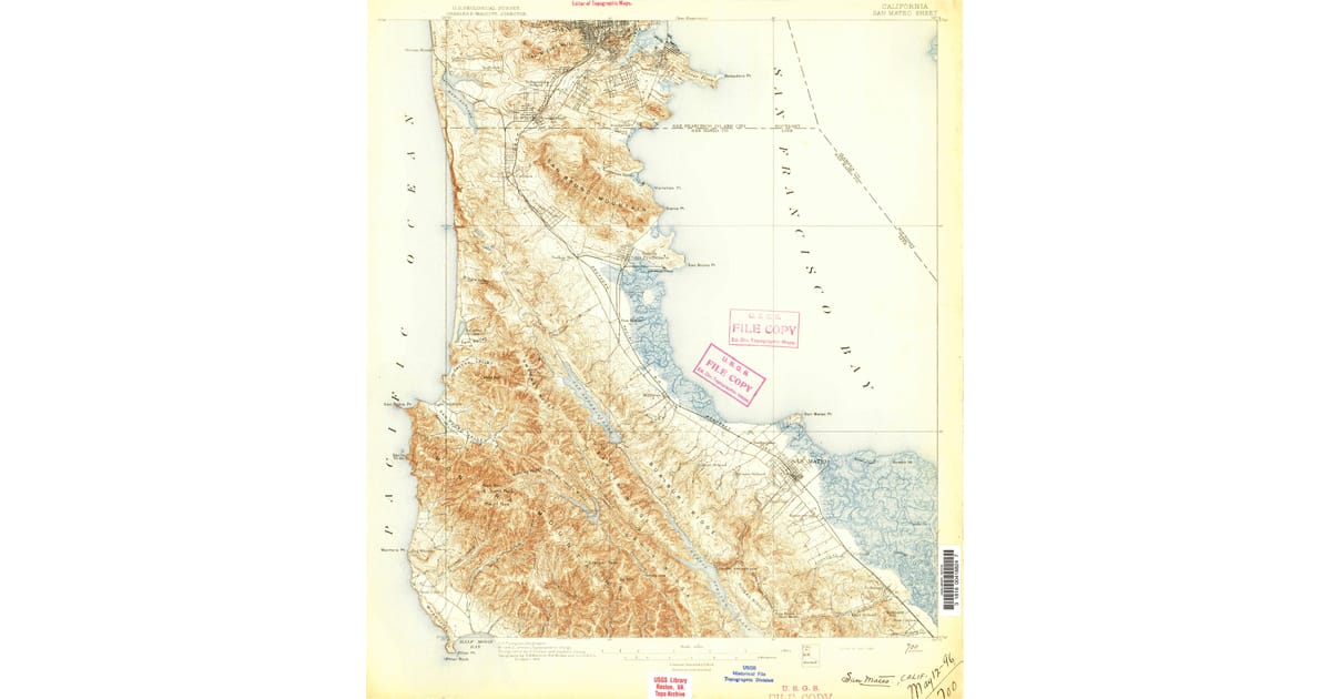 1896 Map of San Mateo, CA — High-Res | Pastmaps