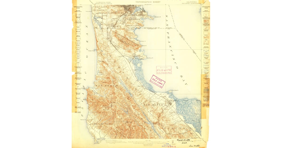 1899 Map of San Mateo, CA — High-Res | Pastmaps